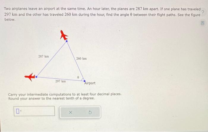Solved Two airplanes leave an airport at the same time. An | Chegg.com