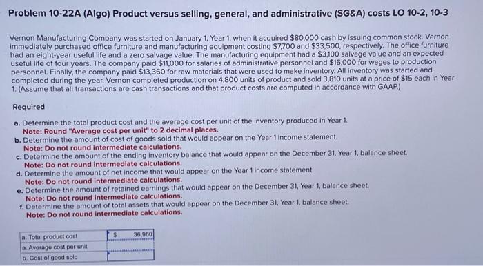 Solved Problem 10-22A (Algo) Product versus selling, | Chegg.com