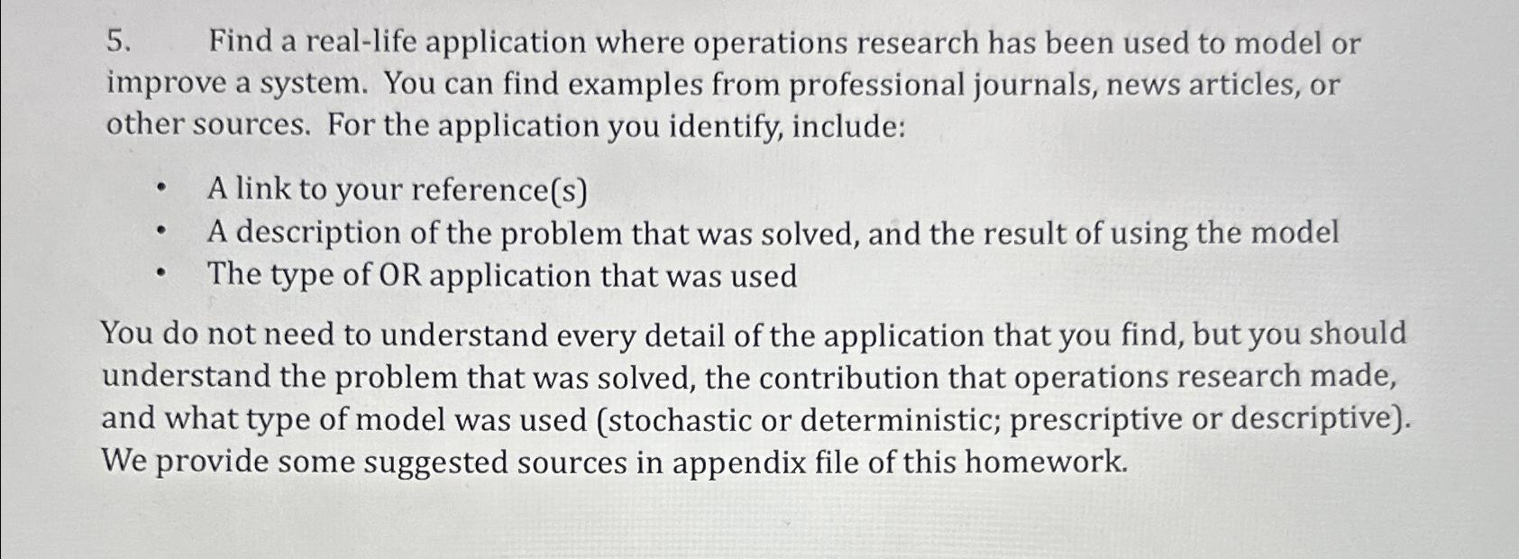 Solved Find a real-life application where operations | Chegg.com