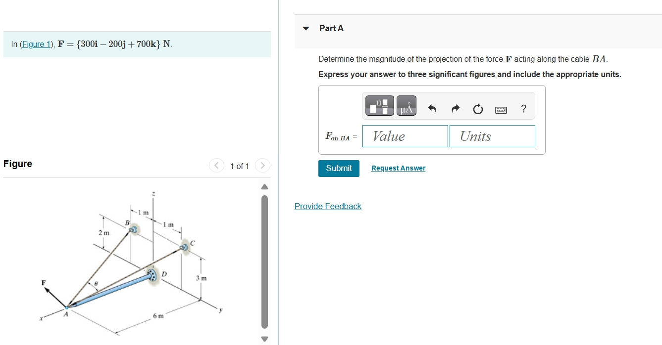 Solved Part ADetermine the magnitude of ﻿the projection of | Chegg.com