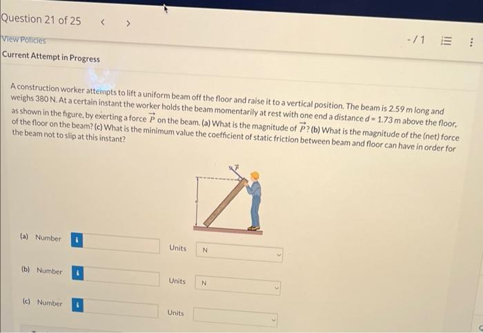 Solved Need ASAP!! A construction worker attempts to lift a | Chegg.com