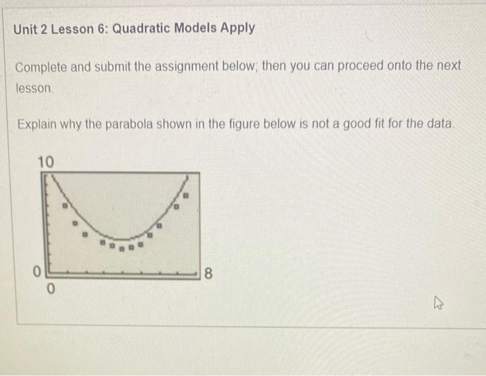 Solved Unit 2 Lesson 6: Quadratic Models Apply Complete and | Chegg.com