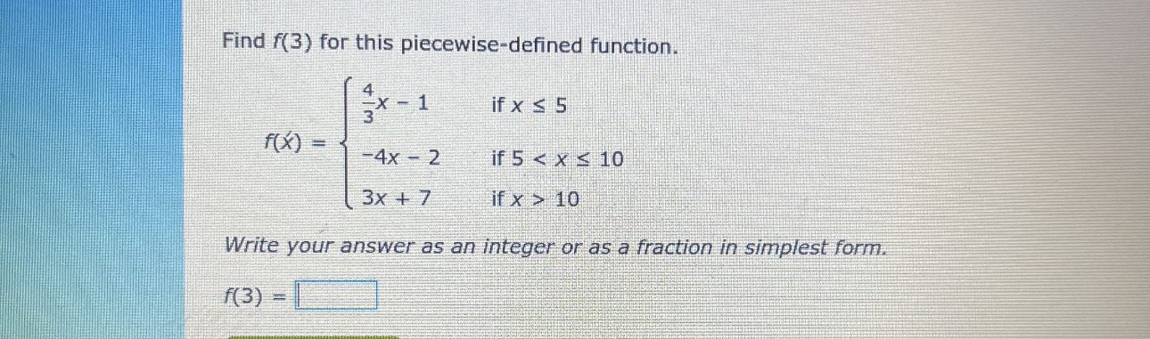 Solved Find f(3) ﻿for this piecewise-defined | Chegg.com