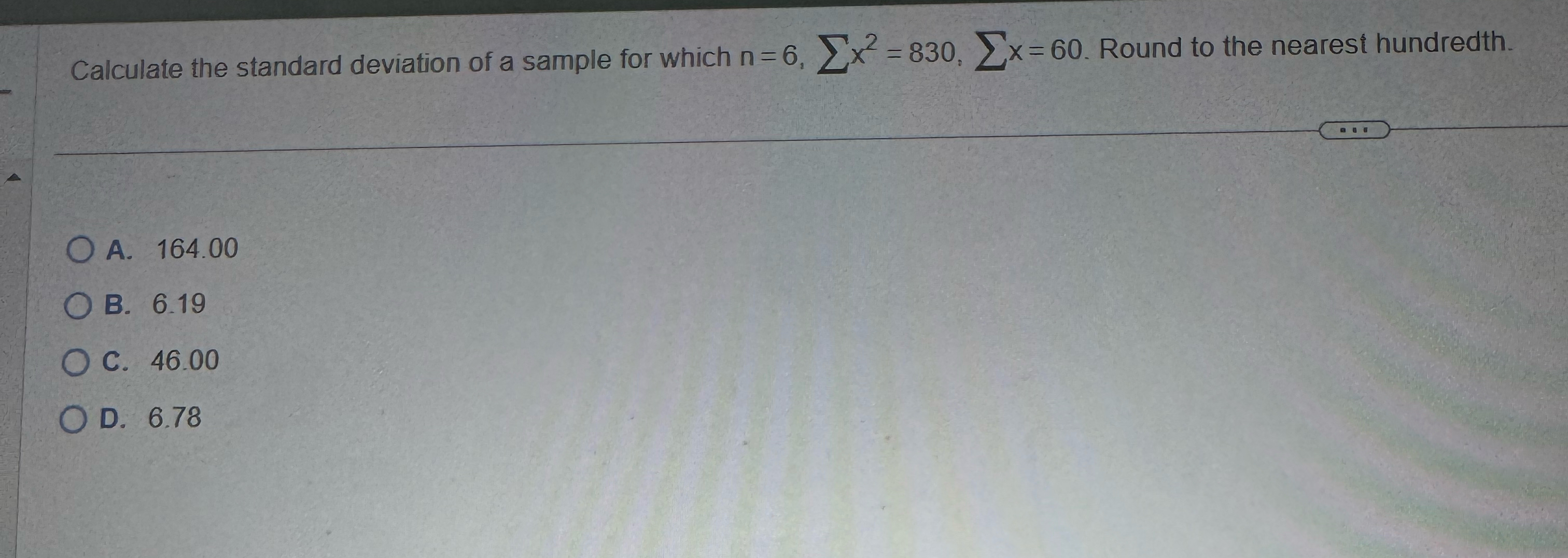 Solved Calculate the standard deviation of a sample for | Chegg.com