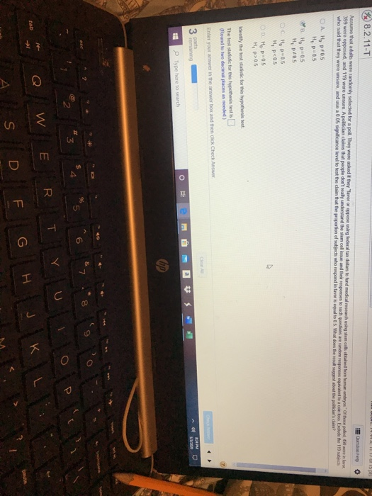 Solved 8.2.11-T Budep A that adults were randomly selected | Chegg.com