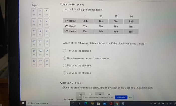 Solved Page 1: Question 1 (1 point) Consider the voter | Chegg.com