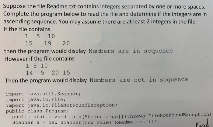 Solved Suppose the file Readme.txt contains integers | Chegg.com