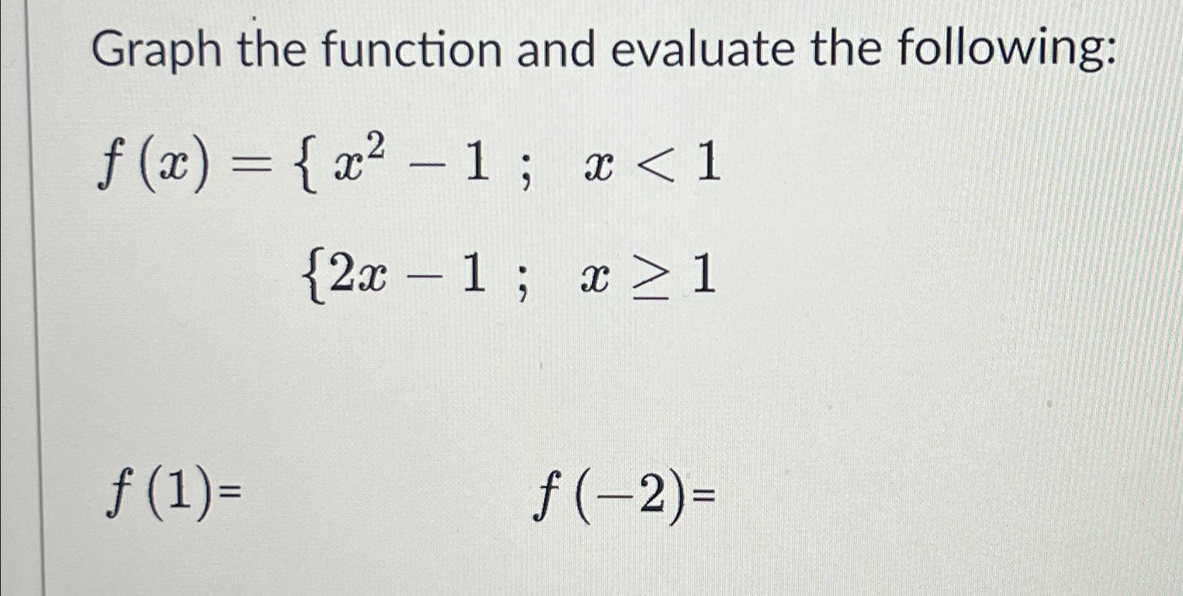 Solved Graph the function and evaluate the following: | Chegg.com