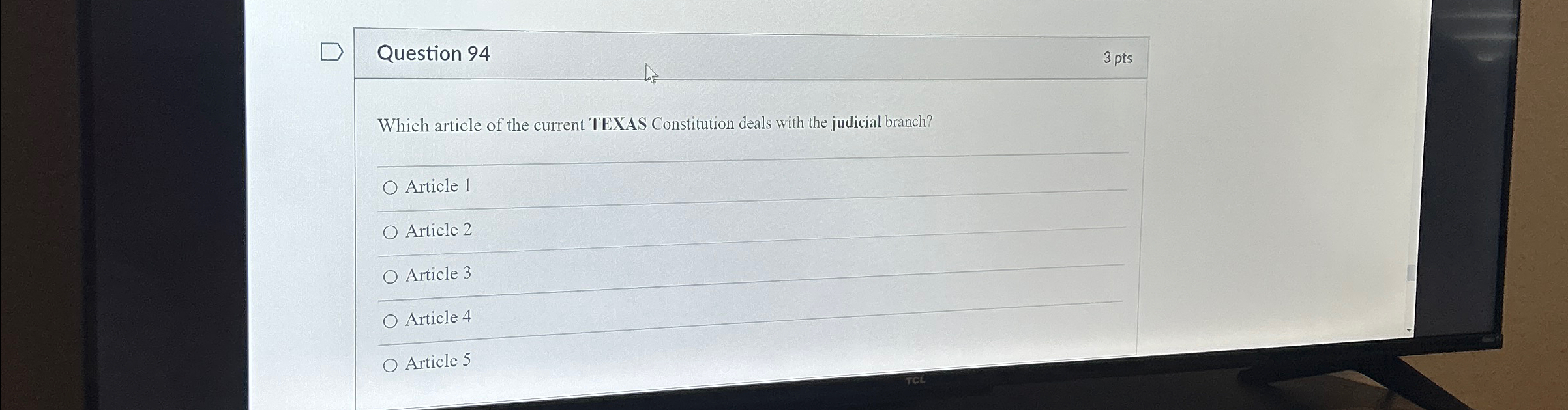 Solved Question 943 ﻿ptsWhich article of the current TEXAS | Chegg.com
