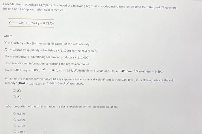 Solved Cascade Pharmaceuticals Company developed the | Chegg.com