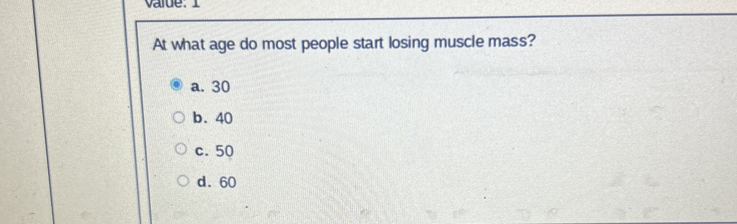 Solved At what age do most people start losing muscle | Chegg.com
