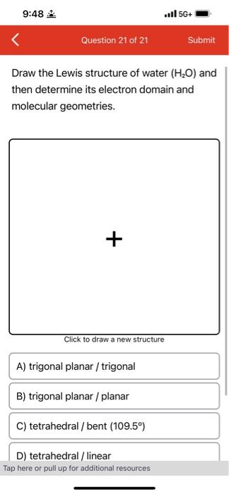 Solved Draw the Lewis structure of water (H2O) and then | Chegg.com