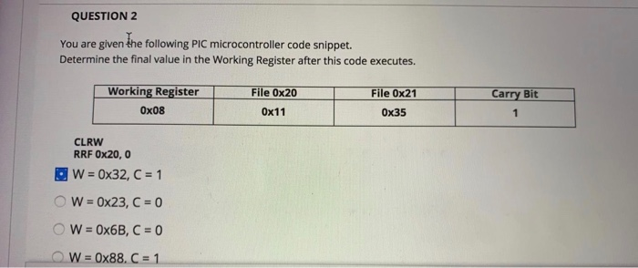 Solved You are given the following PIC microcontroller code | Chegg.com