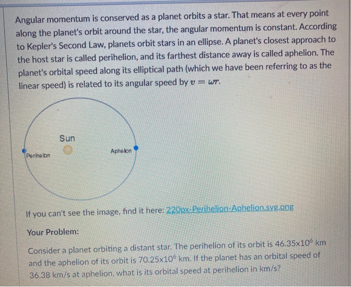 Solved Angular momentum is conserved as a planet orbits a | Chegg.com