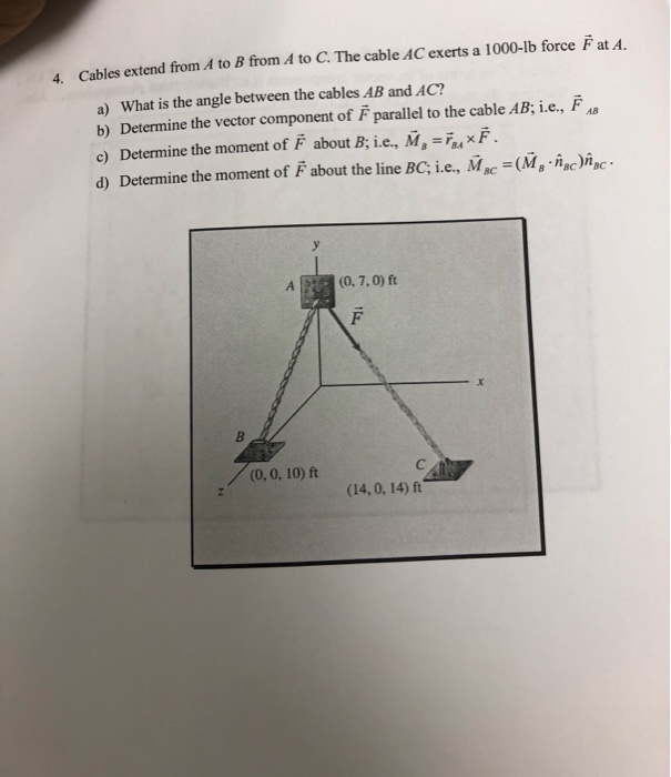 Solved Cables extend from A to B from A to C. The cable AC | Chegg.com
