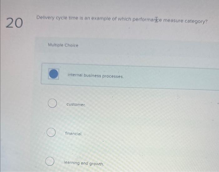 Solved Delivery cycle time is an example of which | Chegg.com