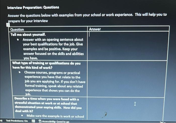 Interview Preparation: Questions Answer the questions | Chegg.com