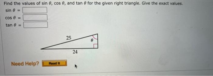 Solved find the values of sin 0, cos 0, and tsn 0 for the | Chegg.com