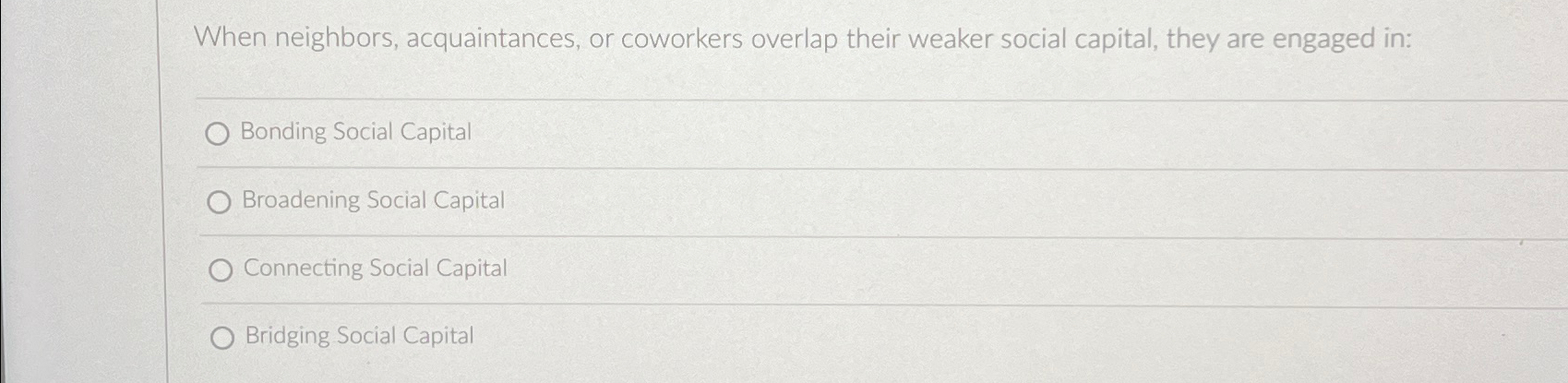Solved When neighbors, acquaintances, or coworkers overlap | Chegg.com