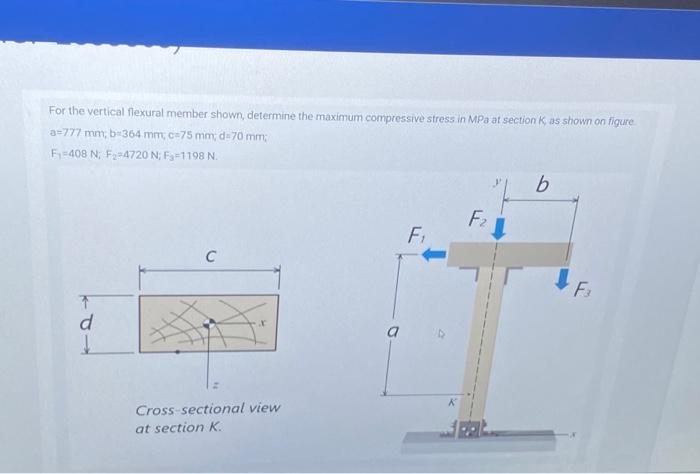 Solved For the vertical flexural member shown, determine the | Chegg.com