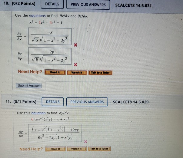 Solved 10. [0/2 Points] DETAILS PREVIOUS ANSWERS SCALCET8 | Chegg.com