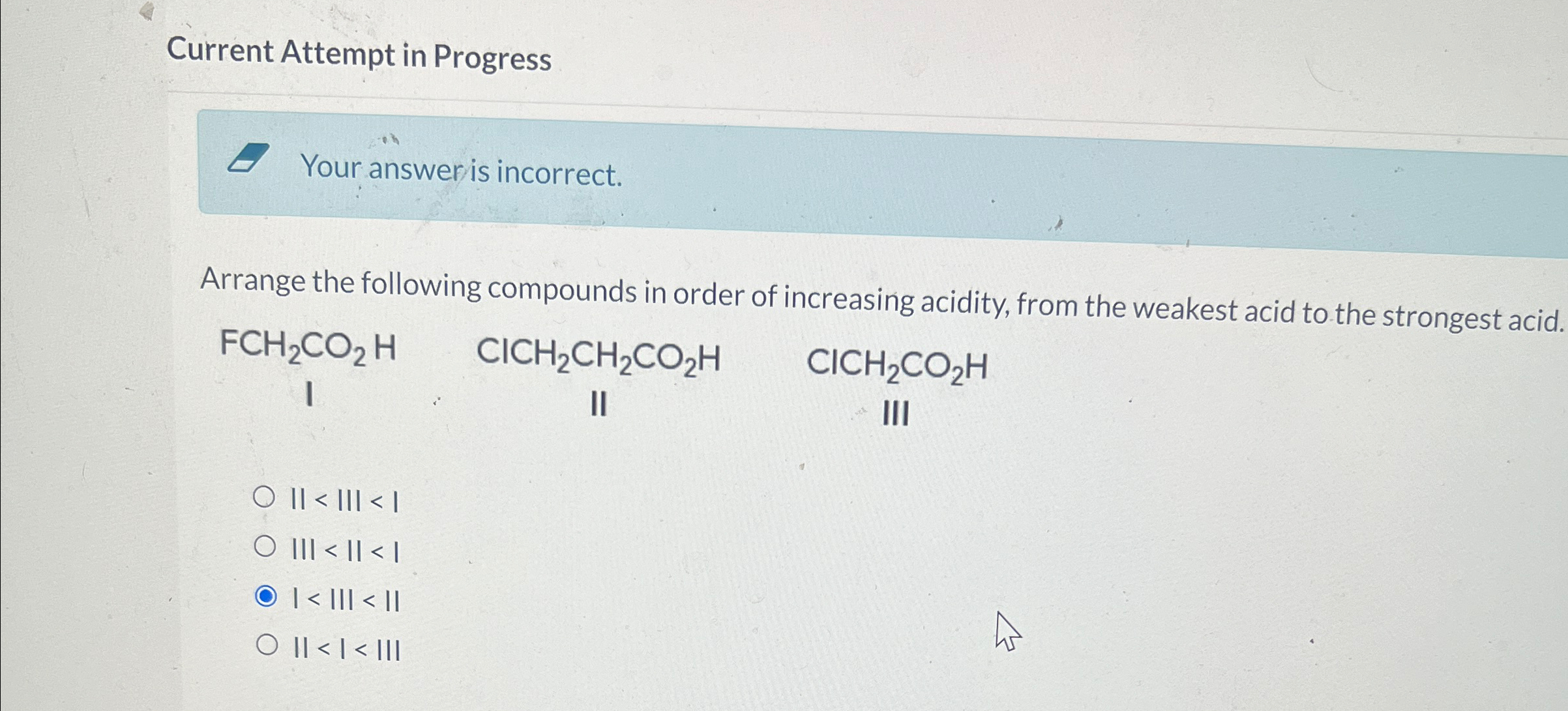 Solved Current Attempt in ProgressYour answer is | Chegg.com
