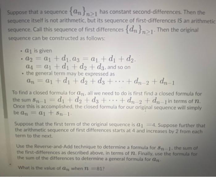 Suppose that a sequence {an}n>1 has constant | Chegg.com