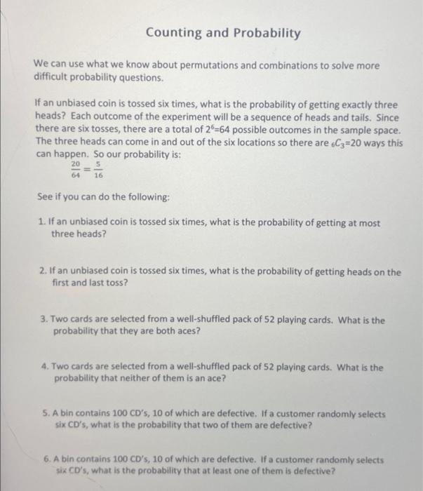 Solved Counting and Probability We can use what we know | Chegg.com