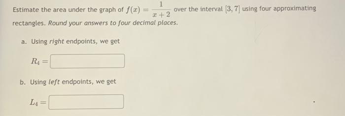 Solved Estimate the area under the graph of f(x)=x+21 over | Chegg.com