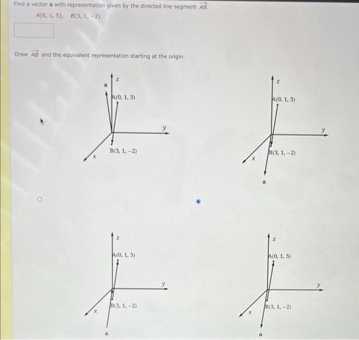 Solved Find a vector a with representation given by the | Chegg.com