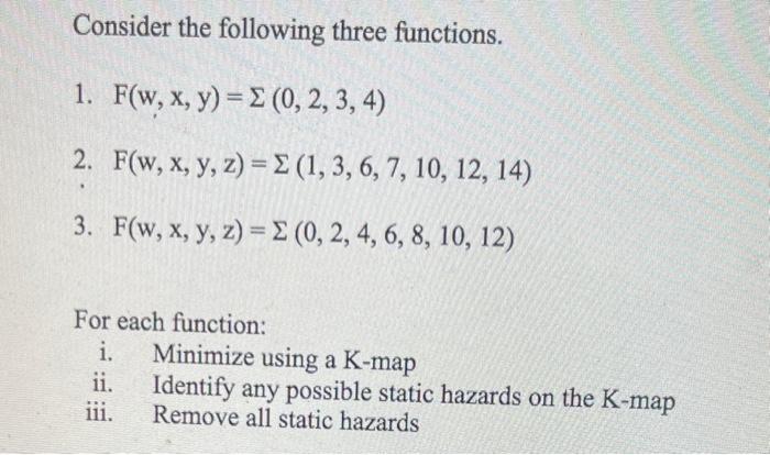 Solved Consider the following three functions. 1. | Chegg.com