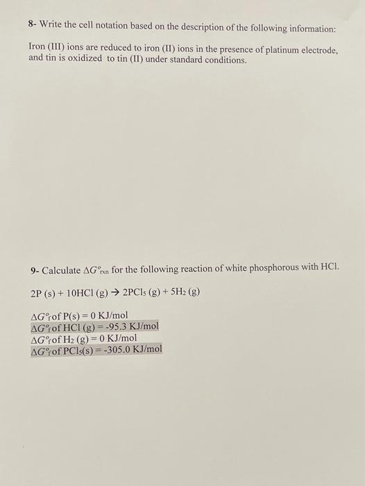 Solved 8- Write the cell notation based on the description | Chegg.com