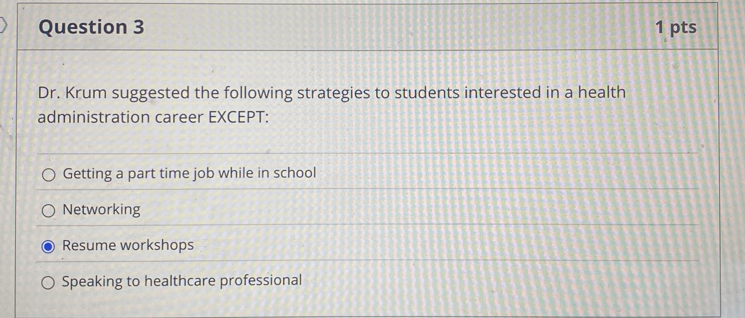 Solved Question 3Dr. ﻿Krum suggested the following | Chegg.com