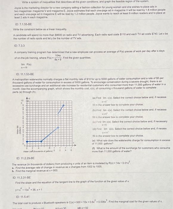 Solved White A System Of Inequalties That Describes All The