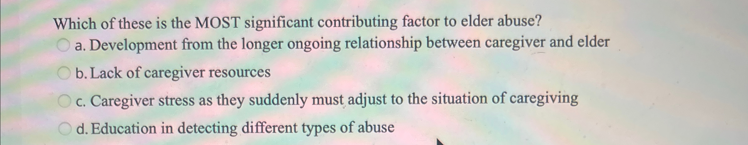 Solved Which of these is the MOST significant contributing | Chegg.com