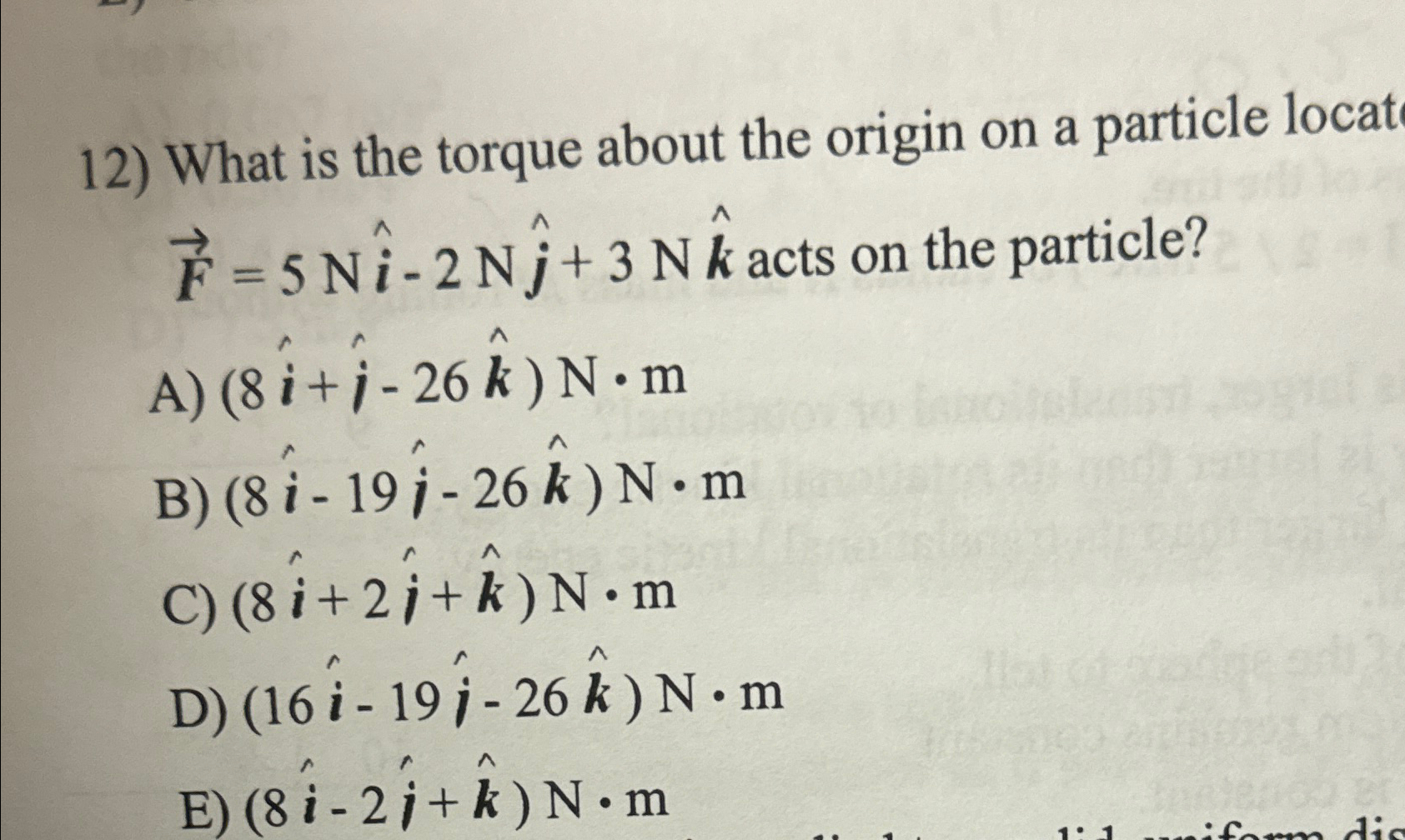 Solved What is the torque about the origin on a particle | Chegg.com