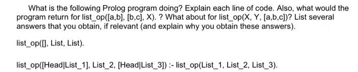 What is the following Prolog program doing? Explain | Chegg.com