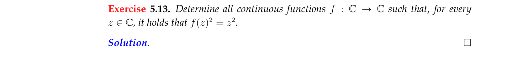 Solved Exercise 5.13. ﻿Determine all continuous functions | Chegg.com