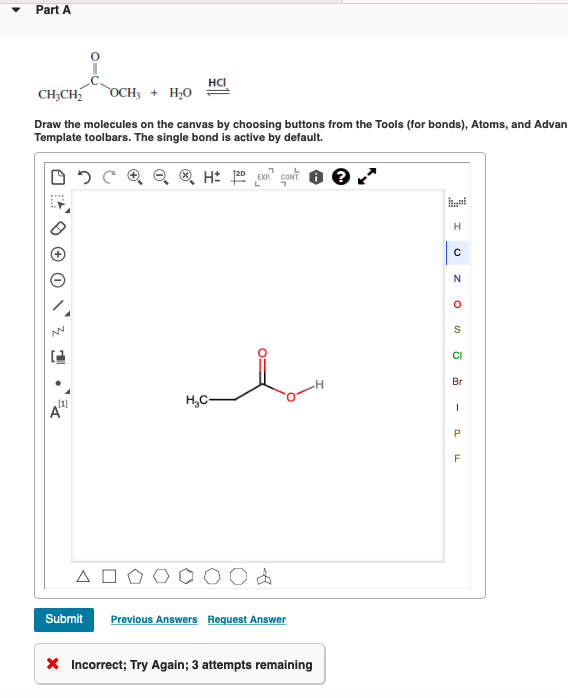 Solved Draw the molecules on the canvas by choosing buttons | Chegg.com