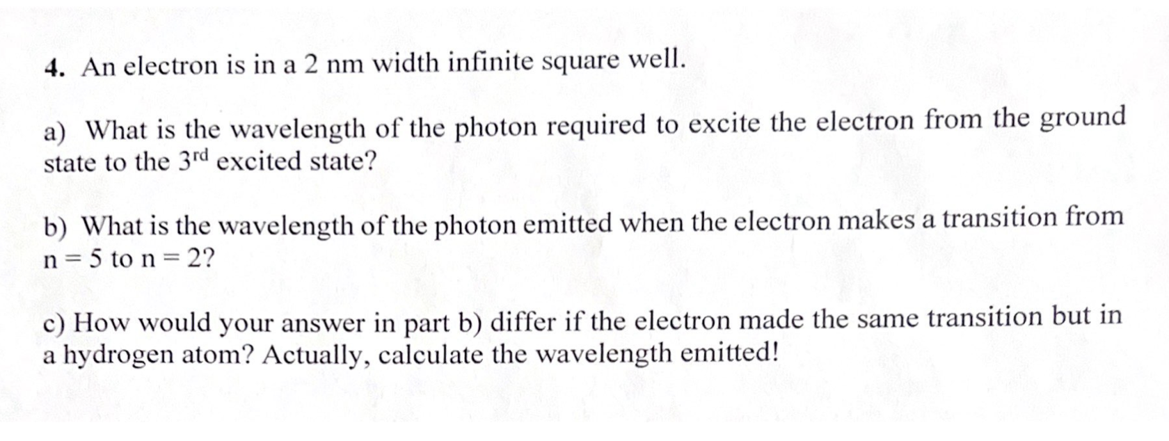 Solved An electron is in a 2nm ﻿width infinite square | Chegg.com