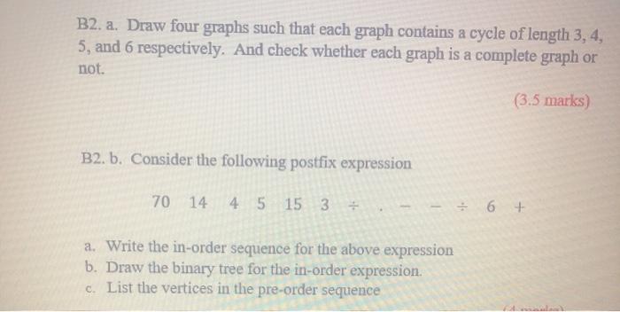 Solved B2. a. Draw four graphs such that each graph contains | Chegg.com