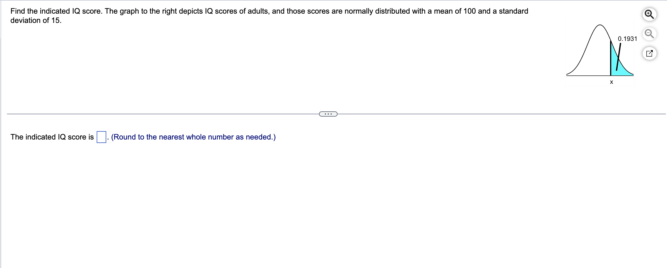 Solved Find the indicated IQ score. The graph to the right | Chegg.com