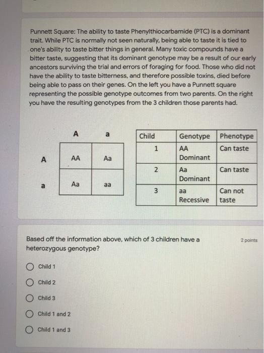 Solved Punnett Square: The ability to taste | Chegg.com