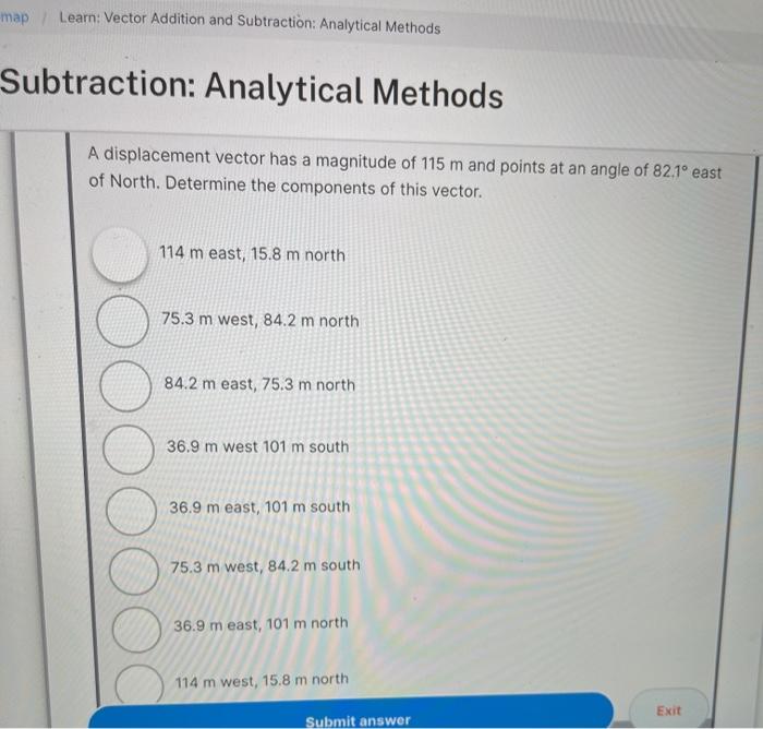 Solved map Learn: Vector Addition and Subtraction: | Chegg.com