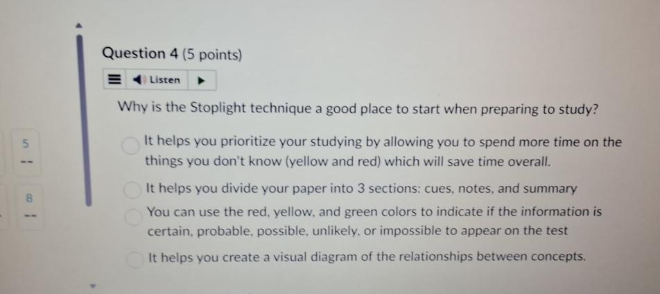 Solved Question 4 (5 ﻿points)ListenWhy is the Stoplight | Chegg.com