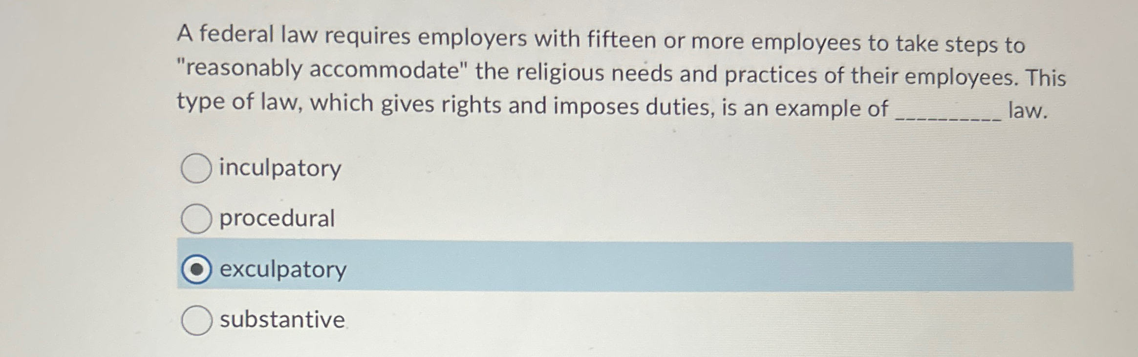Solved A federal law requires employers with fifteen or more | Chegg.com