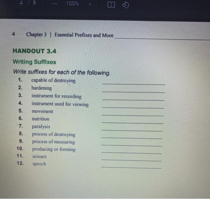 Solved HANDOUT 3.3 Writing Combining Forms Write combining | Chegg.com
