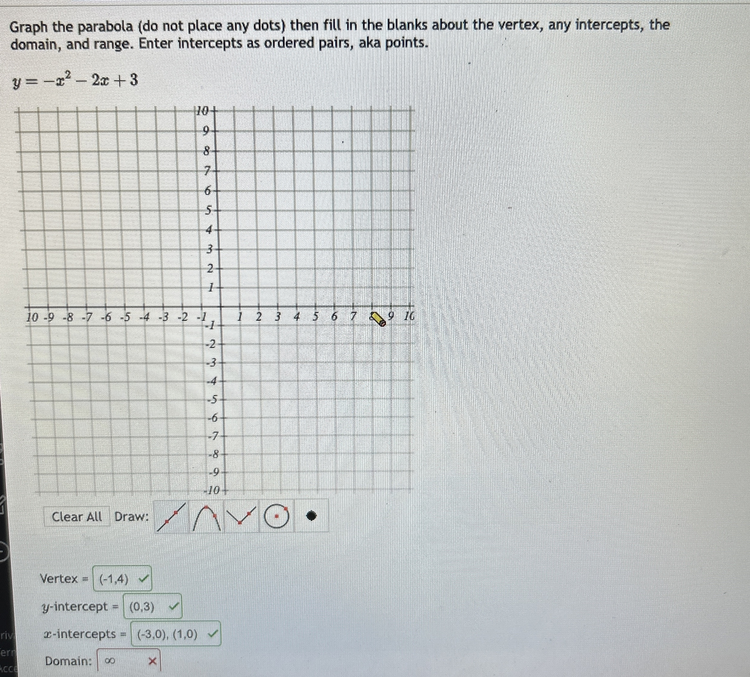 Solved Graph the parabola (do not place any dots) ﻿then fill | Chegg.com