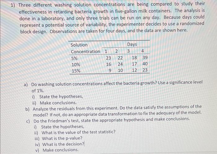 Solved Three different washing solution concentrations are | Chegg.com Solved Three different washing solution concentrations are | Chegg.com