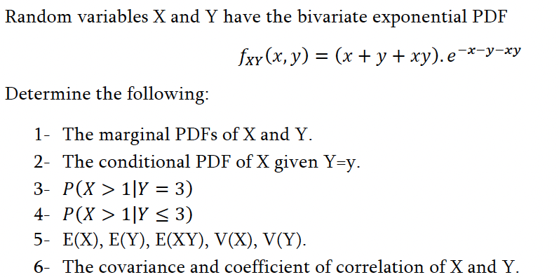 Solved Random variables x ﻿and Y ﻿have the bivariate | Chegg.com